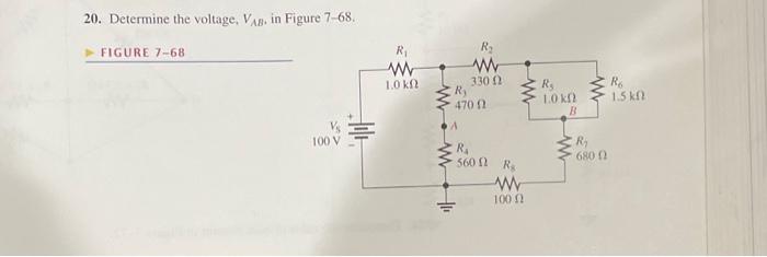 Solved 20. Determine the voltage, VAB, in Figure 7-68. | Chegg.com