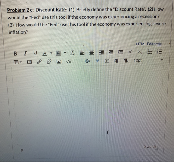 Solved Problem 2c: Discount Rate: (1) Briefly define the | Chegg.com