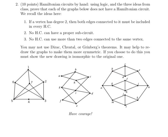 Solved 2. (10 points) Hamiltonian circuits by hand: using | Chegg.com