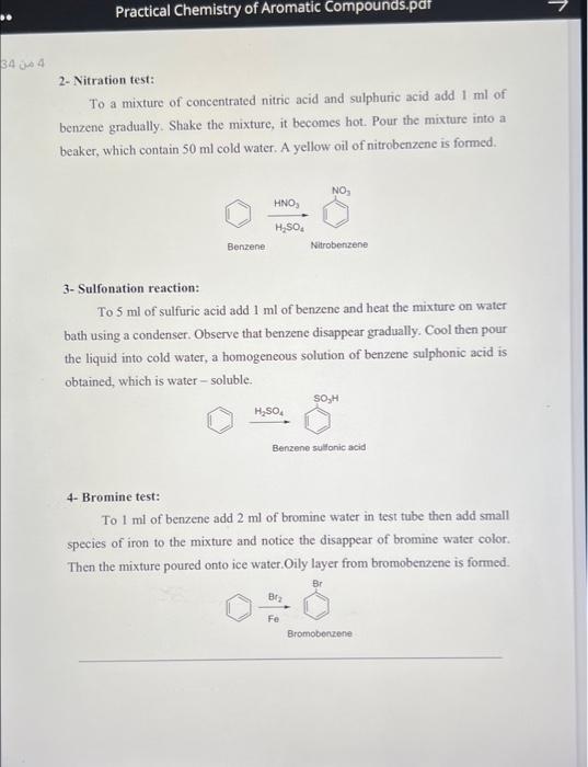 Chemistry of Aromatic Compounds (Practical Part) | Chegg.com
