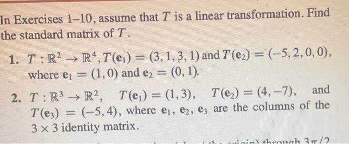 Solved In Exercises 1-10, assume that T is a linear | Chegg.com