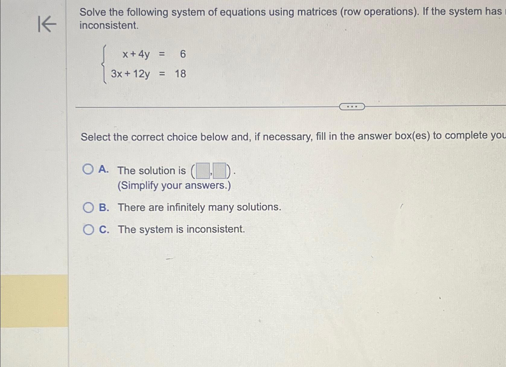 Solved Solve the following system of equations using | Chegg.com