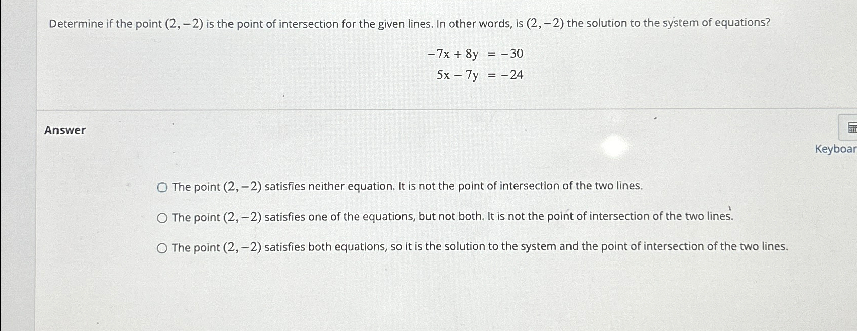Solved Determine if the point (2,-2) ﻿is the point of | Chegg.com
