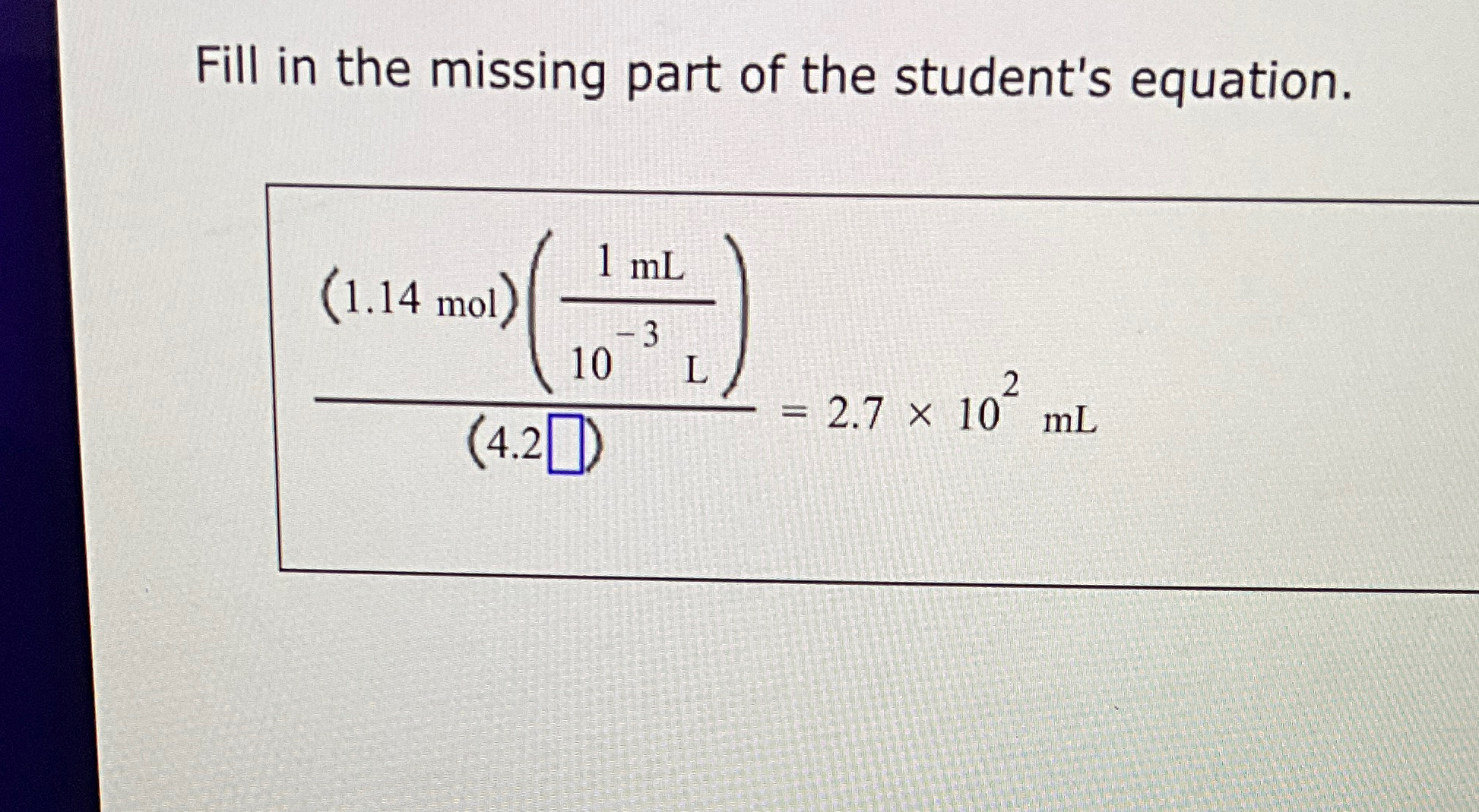 Solved Fill in the missing part of the student's | Chegg.com