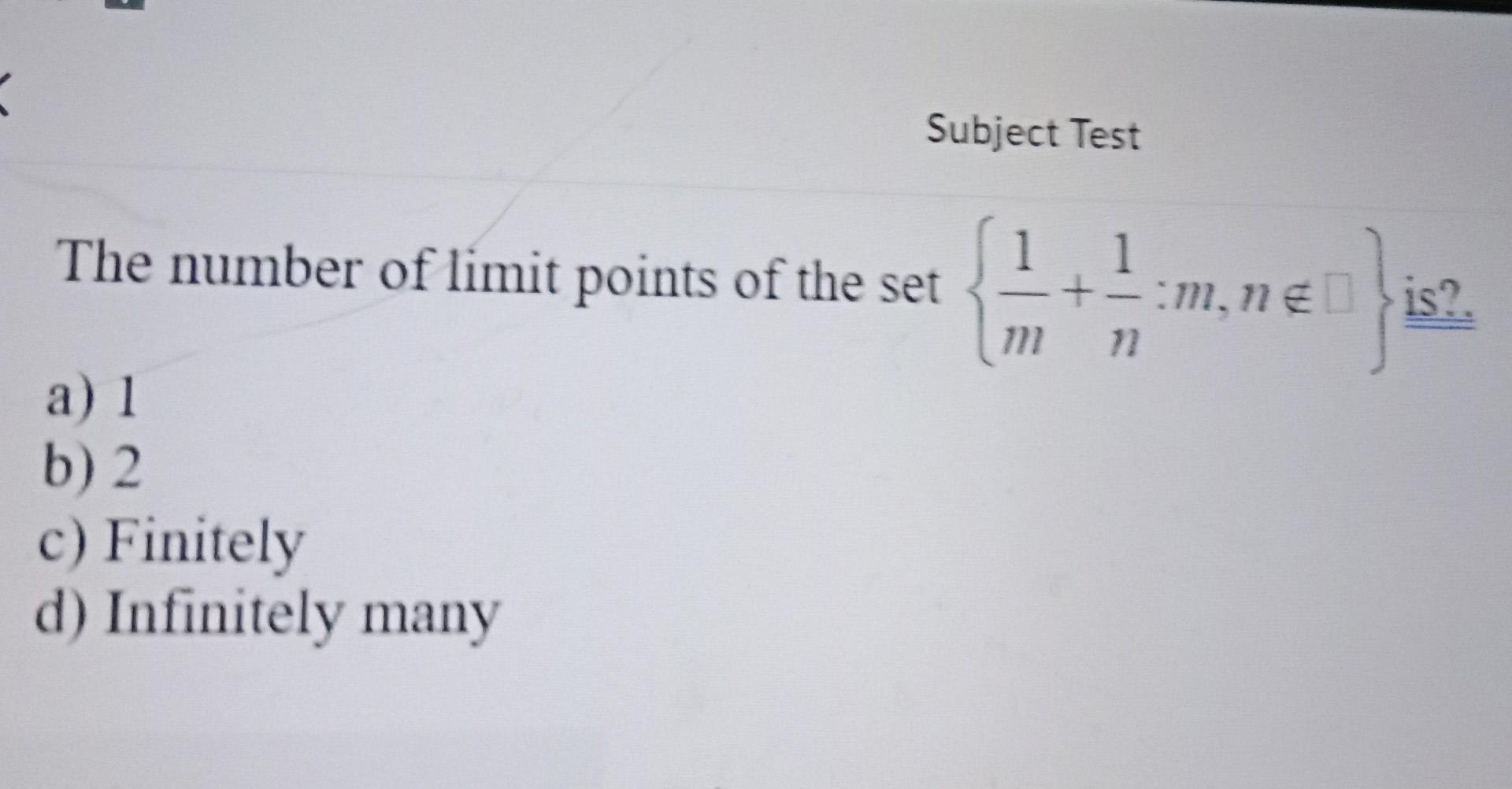Solved If Xn=[−n1,n1] in , then ⋂n=1∞Xn is? a) Null set b) | Chegg.com