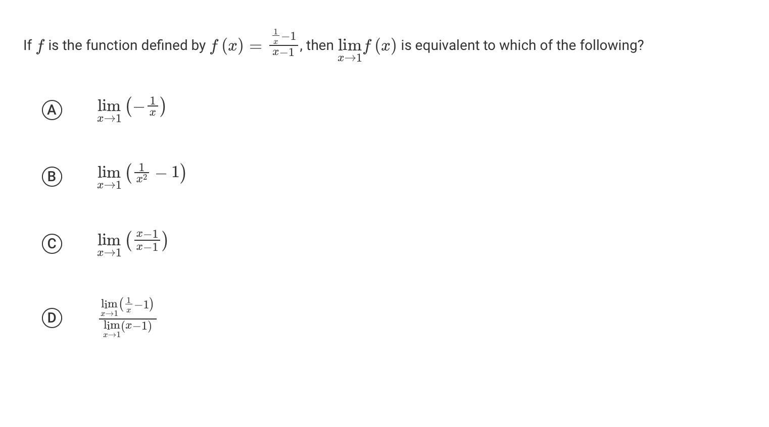 Solved If f ﻿is the function defined by f(x)=1x-1x-1, ﻿then | Chegg.com