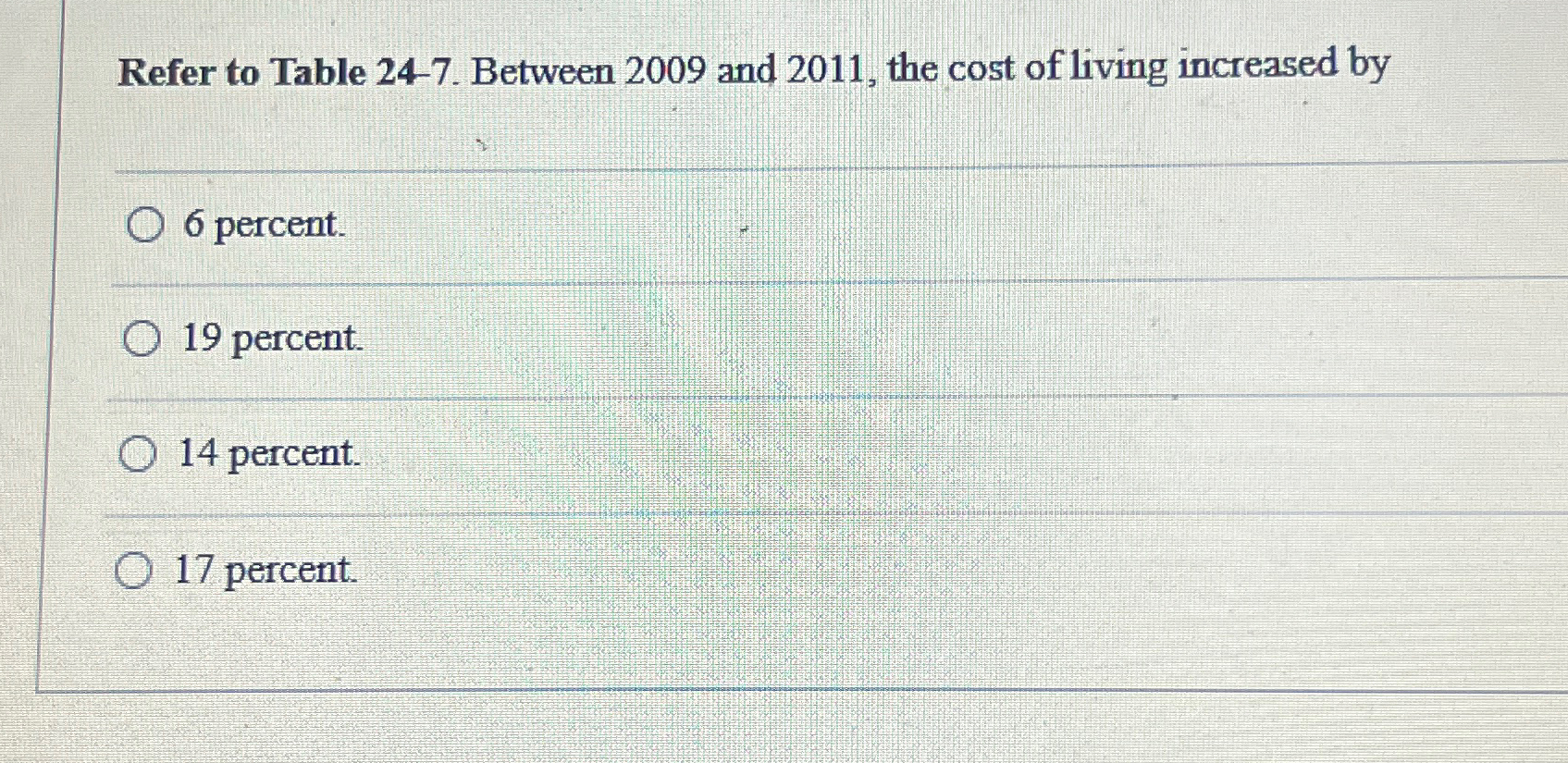 Solved Refer to Table 24-7. ﻿Between 2009 ﻿and 2011, ﻿the | Chegg.com