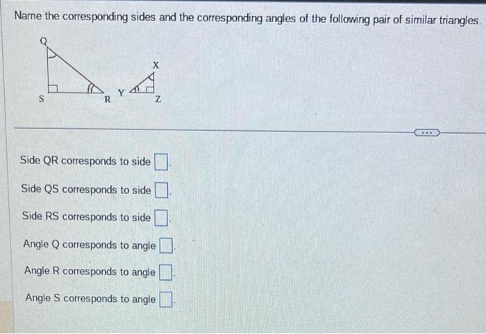 Solved Name the corresponding sides and the corresponding | Chegg.com