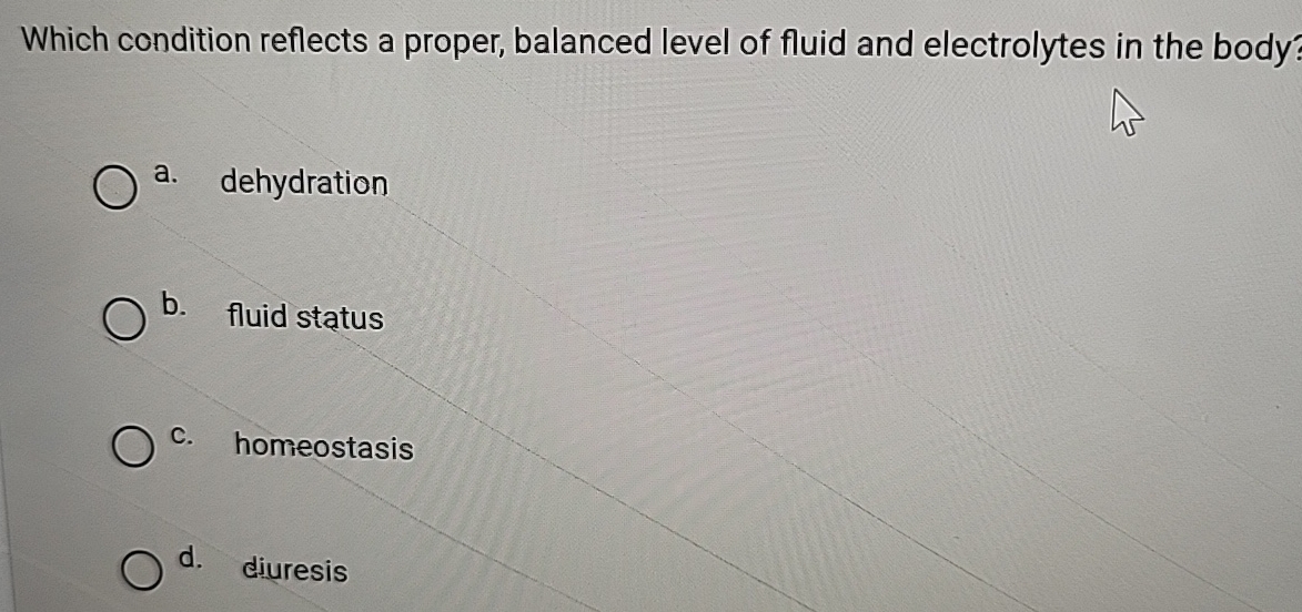 Solved Which condition reflects a proper, balanced level of | Chegg.com