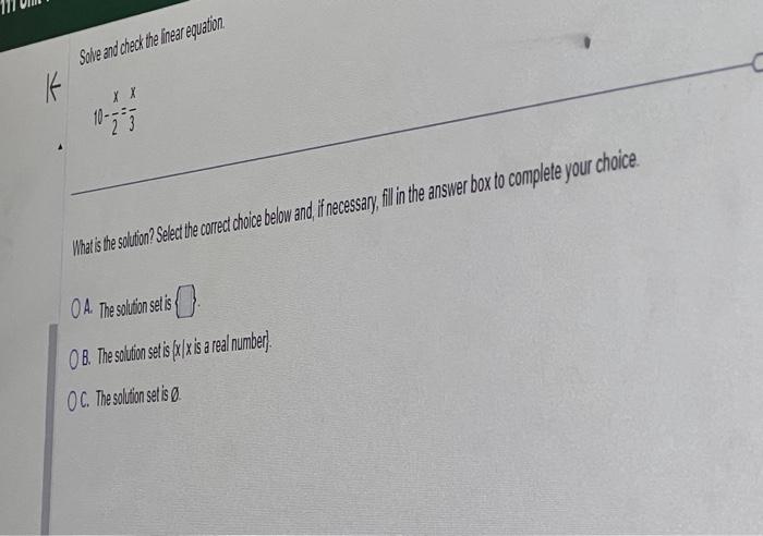 Solved OA. The solution sel is OB. The soldition set is x∣x | Chegg.com