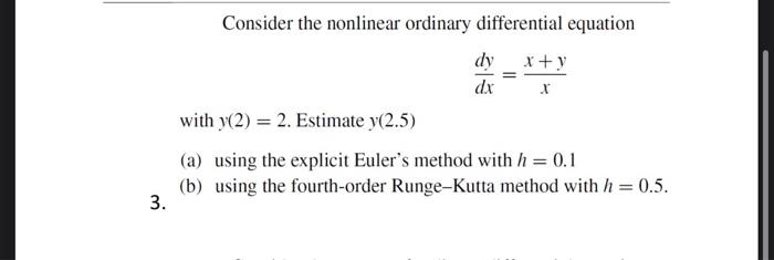 Solved Consider the nonlinear ordinary differential equation | Chegg.com