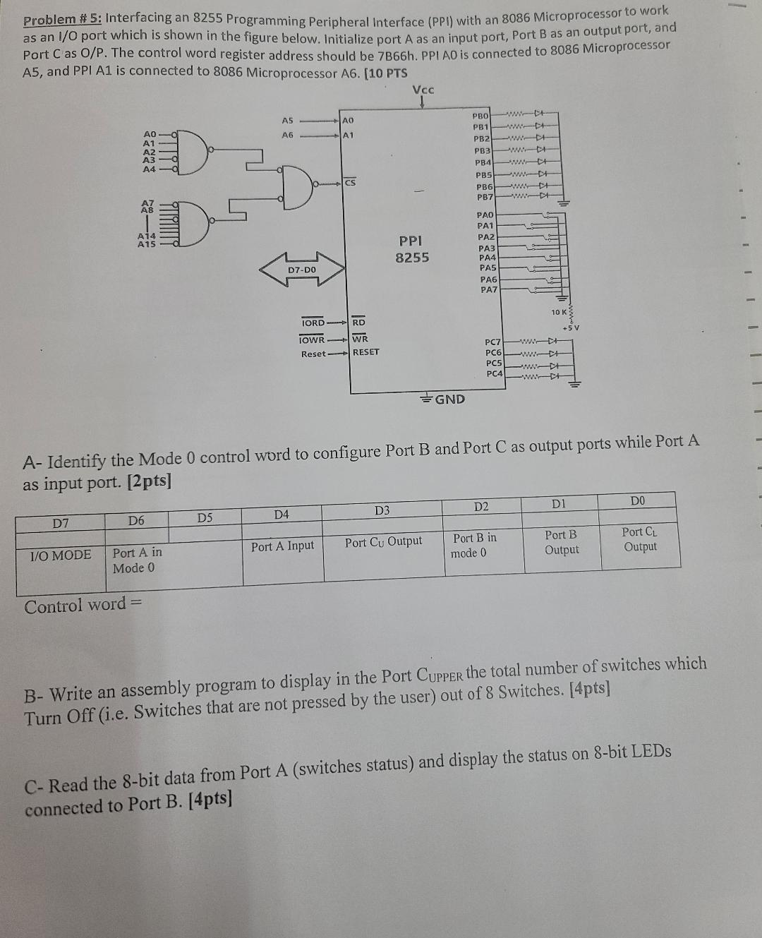 Solved Problem 5 Interfacing An 8255 programming
