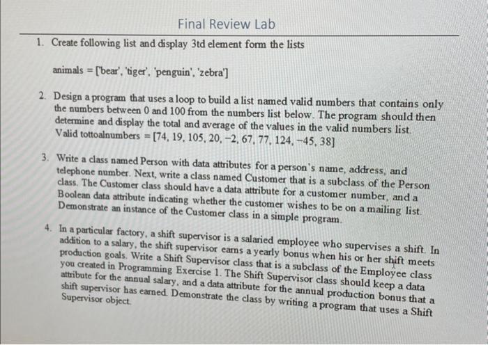 Solved 1. Create following list and display 3 td element | Chegg.com
