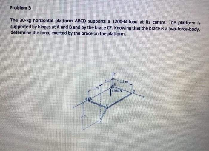 Solved Problem 3 The 30 Kg Horizontal Platform Abcd Supports