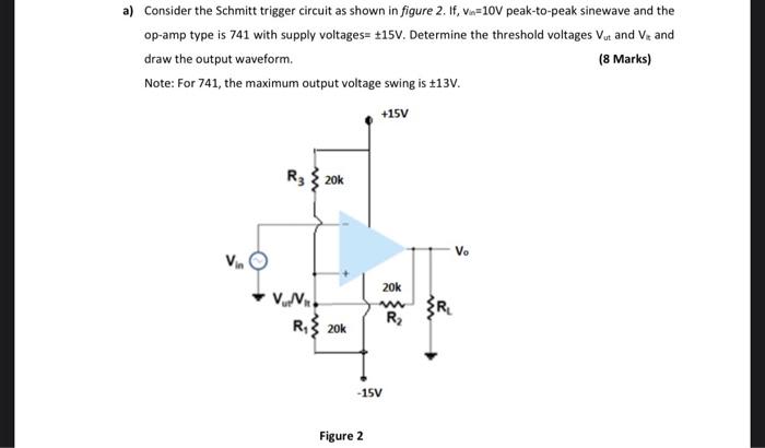 Solved a) Consider the Schmitt trigger circuit as shown in | Chegg.com