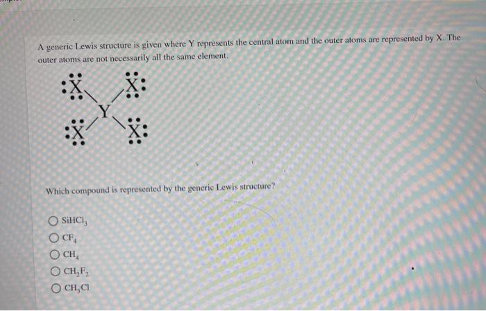 Solved A generic Lewis structure is given where Y represents | Chegg.com