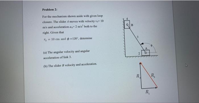 Solved Problem 1: For the slider crank mechanism shown aside | Chegg.com