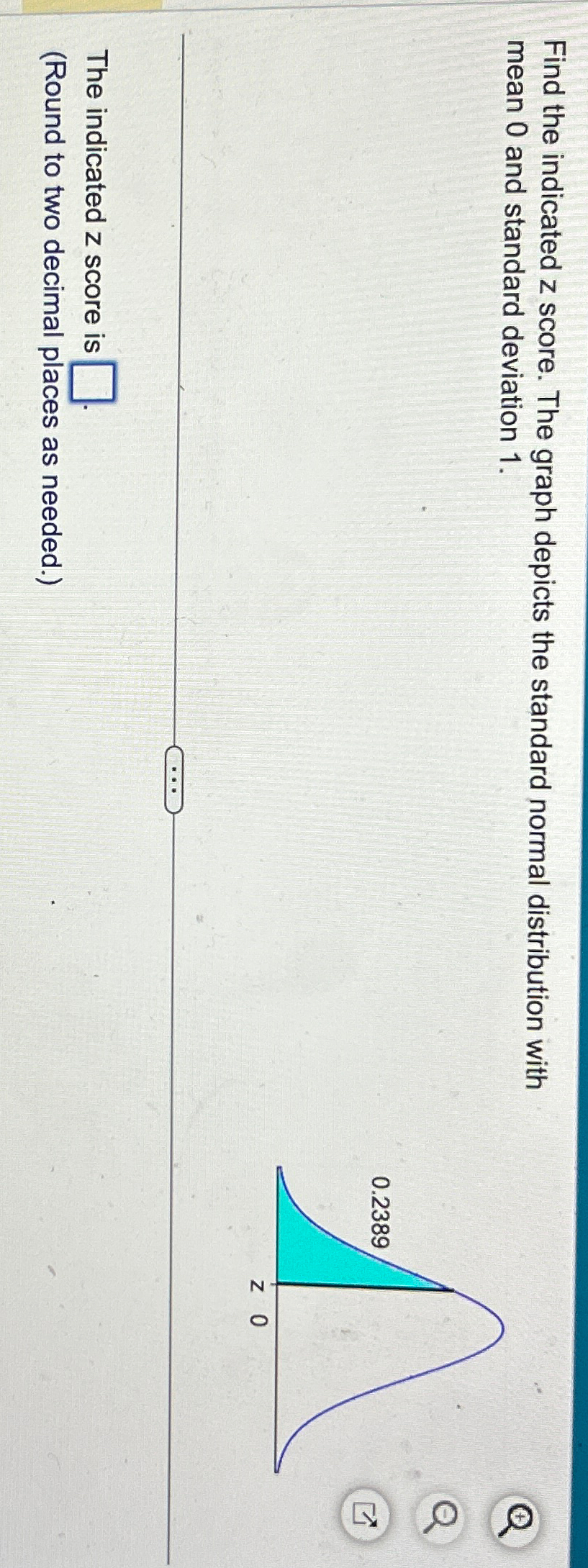 Solved Find the indicated z ﻿score. The graph depicts the | Chegg.com