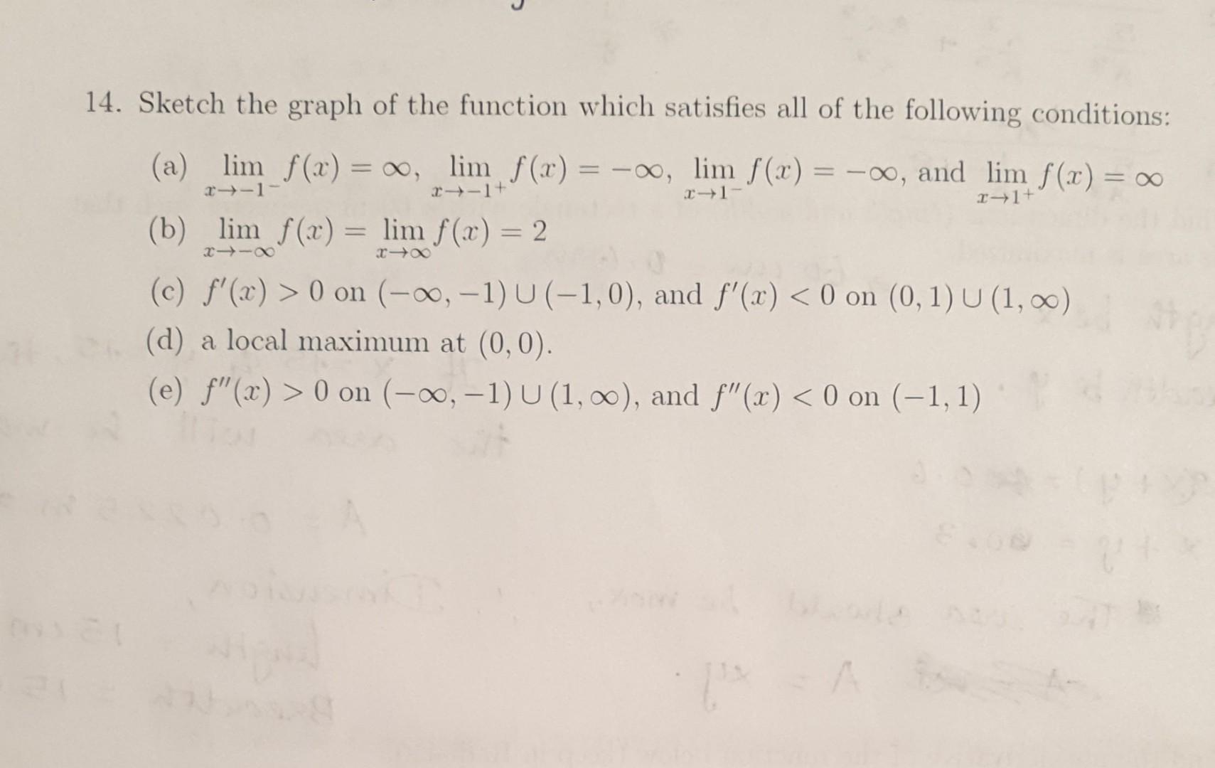 Solved 4. Sketch the graph of the function which satisfies | Chegg.com