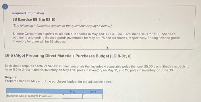 Solved Required information SB Exercise E8-5 to E8-10 [The | Chegg.com