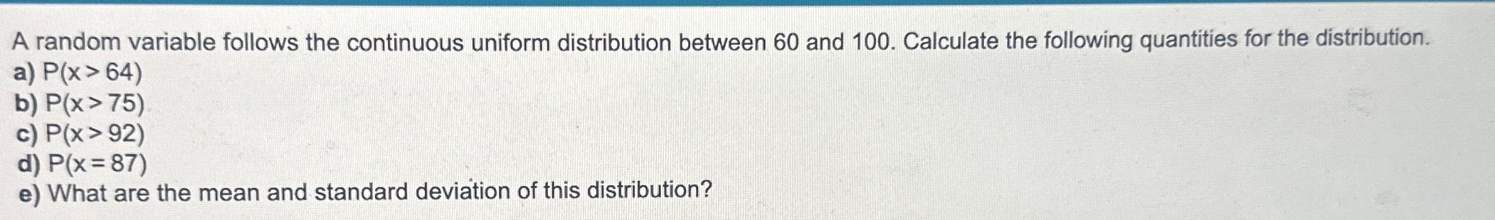 Solved A random variable follows the continuous uniform | Chegg.com