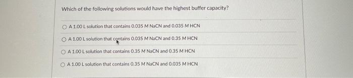 Solved Which of the following solutions would have the | Chegg.com