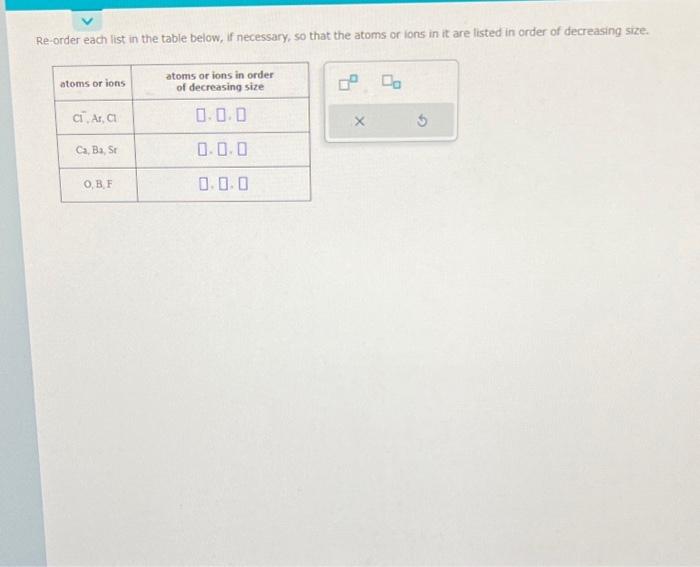 Solved Re-order each list in the table below, if necessary, | Chegg.com