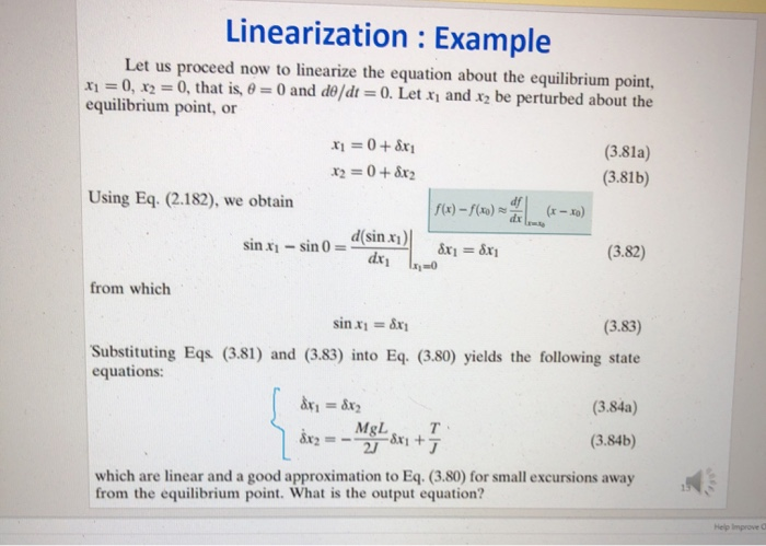 Linearization : Example Let Us Proceed Now To