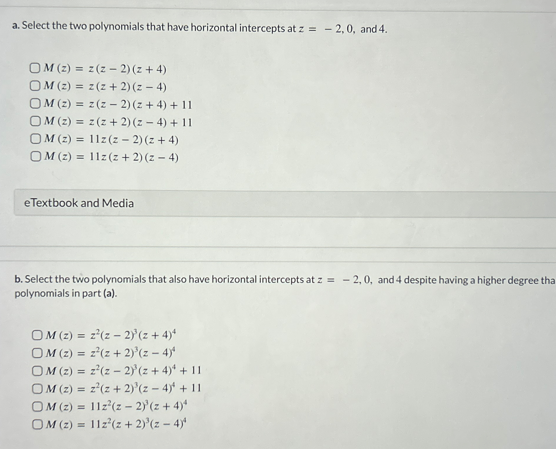 Solved a. ﻿Select the two polynomials that have horizontal | Chegg.com