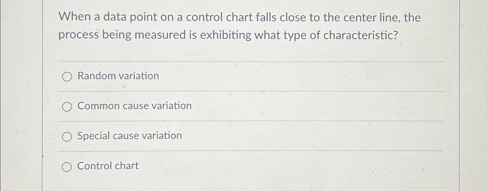 Solved When a data point on a control chart falls close to | Chegg.com