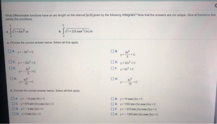 Solved What differentiable functions have an arc length on | Chegg.com