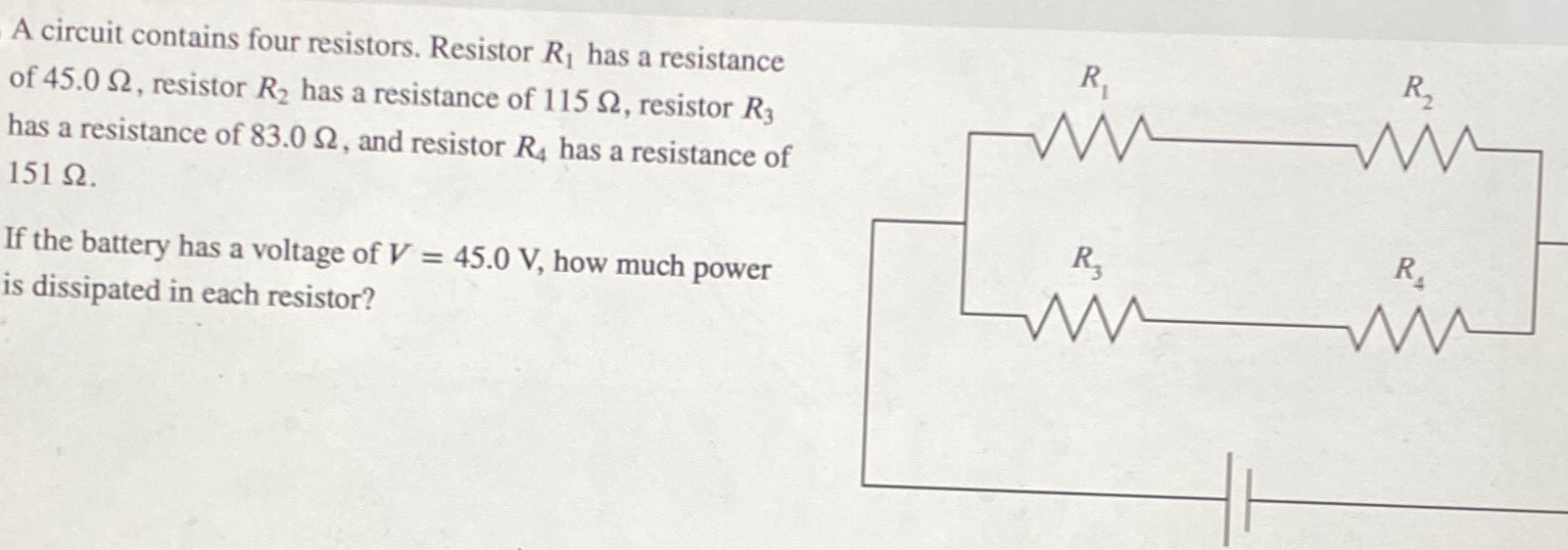 Solved A circuit contains four resistors. Resistor R1 ﻿has a | Chegg.com