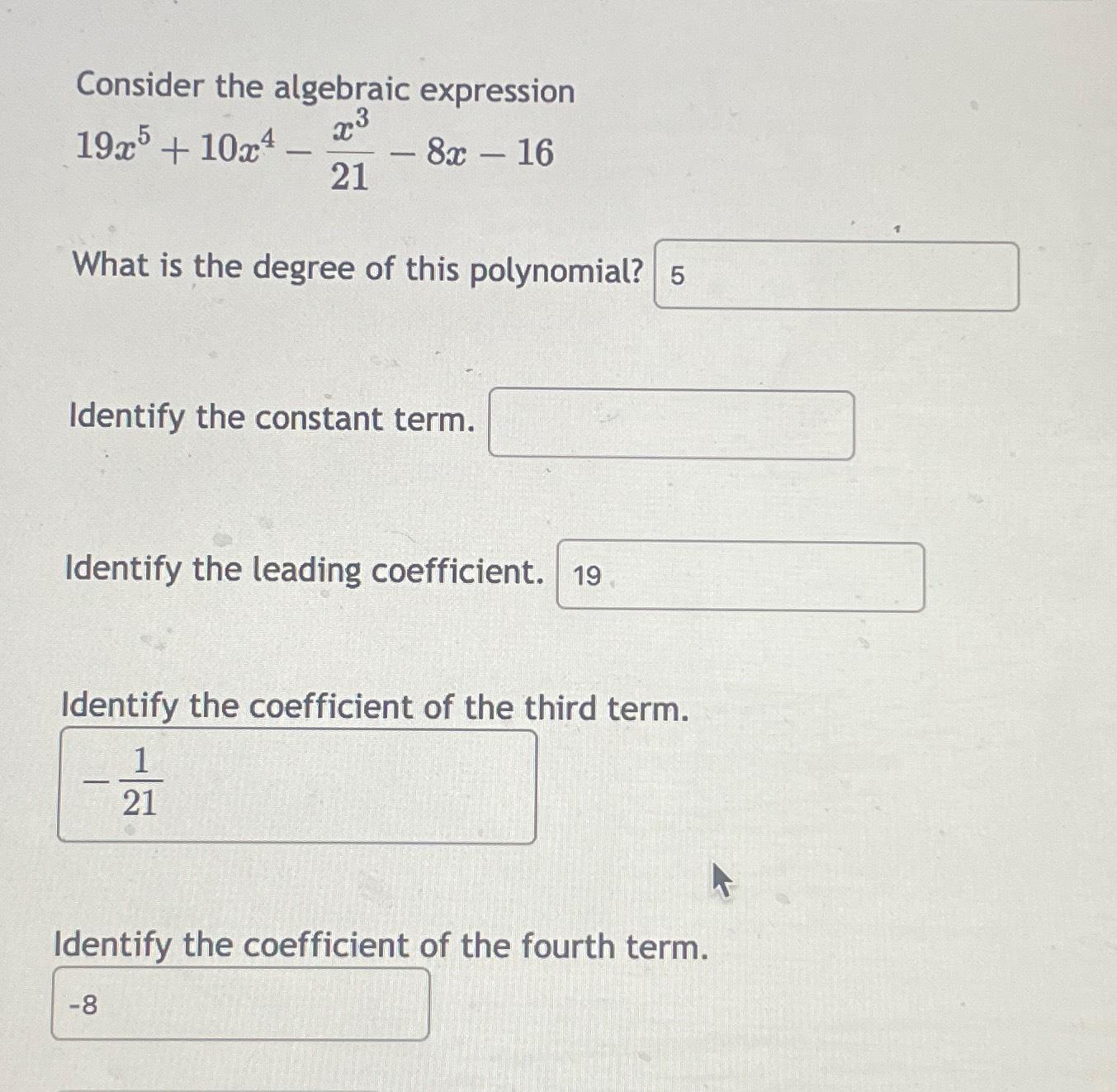Solved Consider the algebraic | Chegg.com
