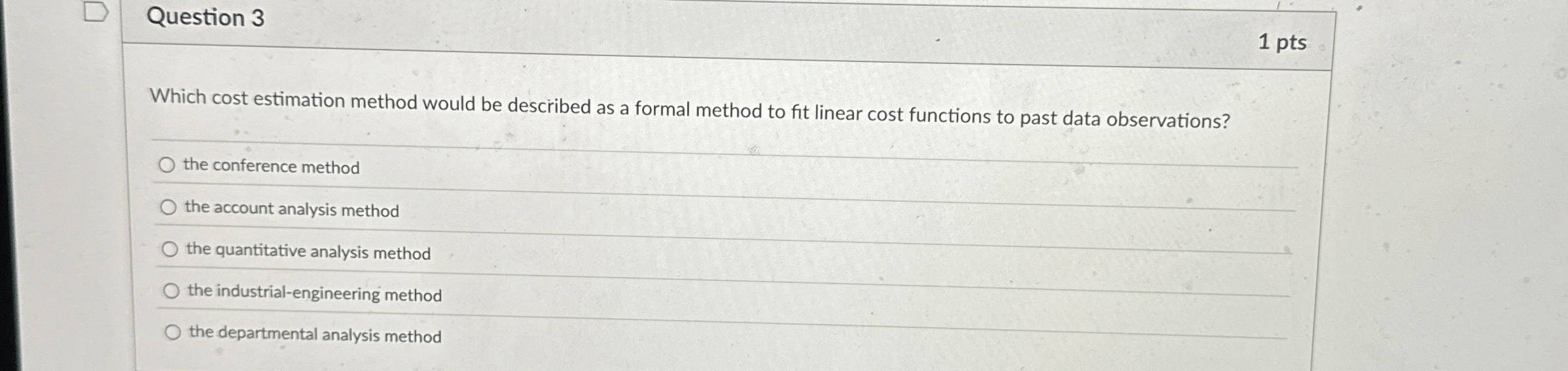 Solved Question 3which Cost Estimation Method Would Be