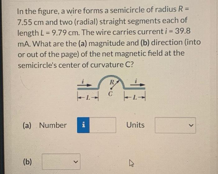 Solved In the figure, a wire forms a semicircle of radius R | Chegg.com