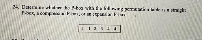 Solved 24. Determine whether the P-box with the following | Chegg.com