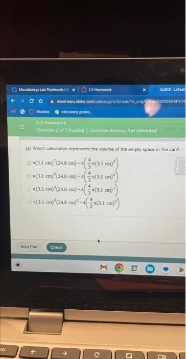 Solved (a) Which calculation represents the volume of the | Chegg.com