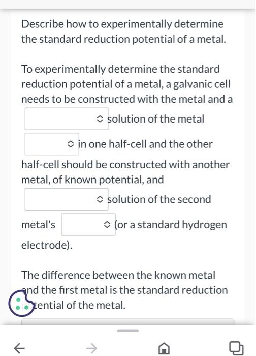 Solved Describe how to experimentally determine the standard | Chegg.com