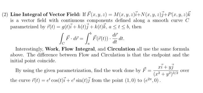 Solved Line Integral of Vector Field: If | Chegg.com