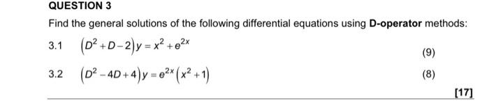 Solved Find the general solutions of the following | Chegg.com