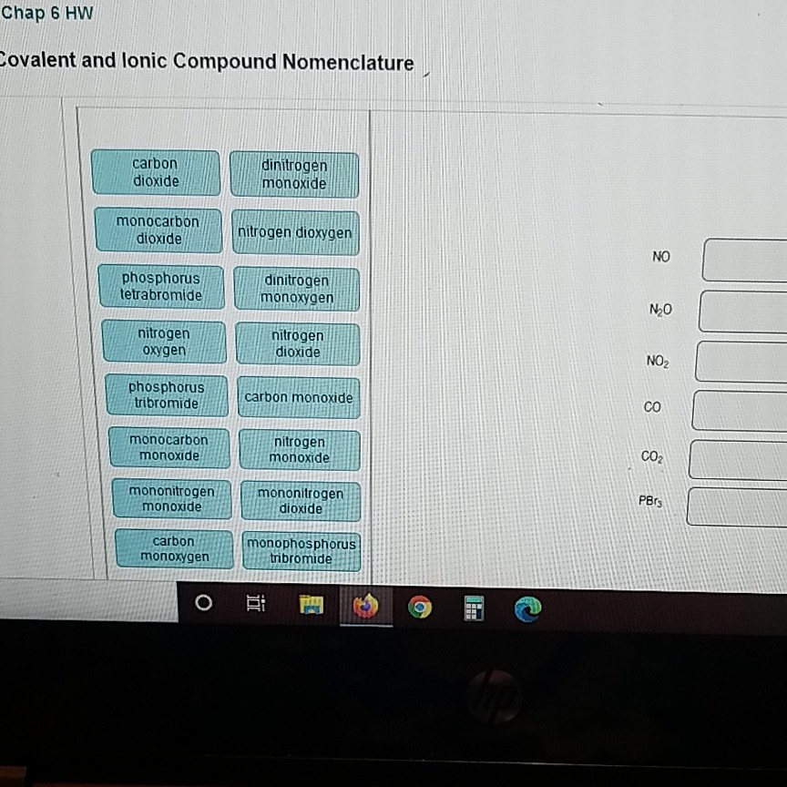 Solved Chap 6 HW Covalent and lonic Compound Nomenclature | Chegg.com