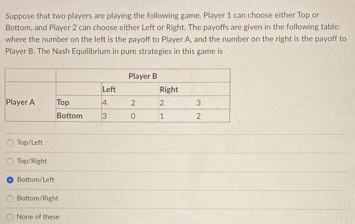 Solved Suppose that two players are playing the following | Chegg.com