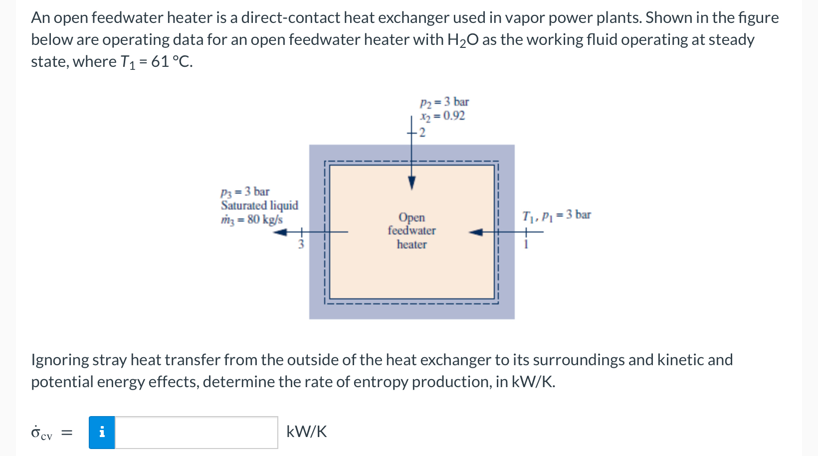 Solved An open feedwater heater is a direct-contact heat | Chegg.com