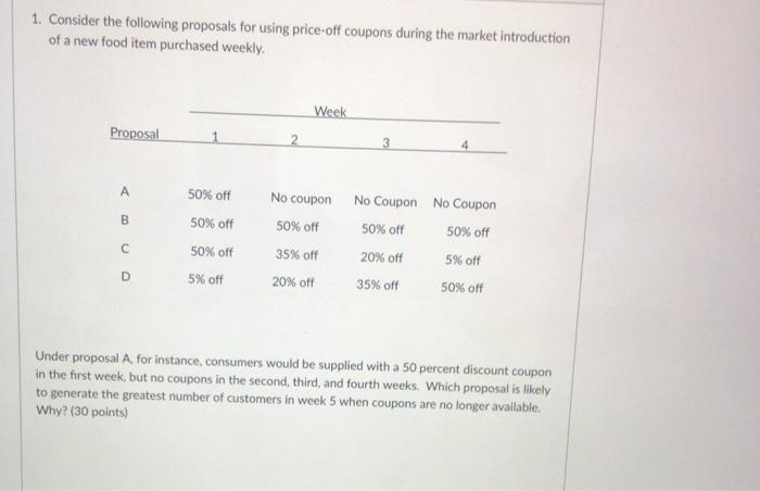 Solved 1. Consider the following proposals for using | Chegg.com