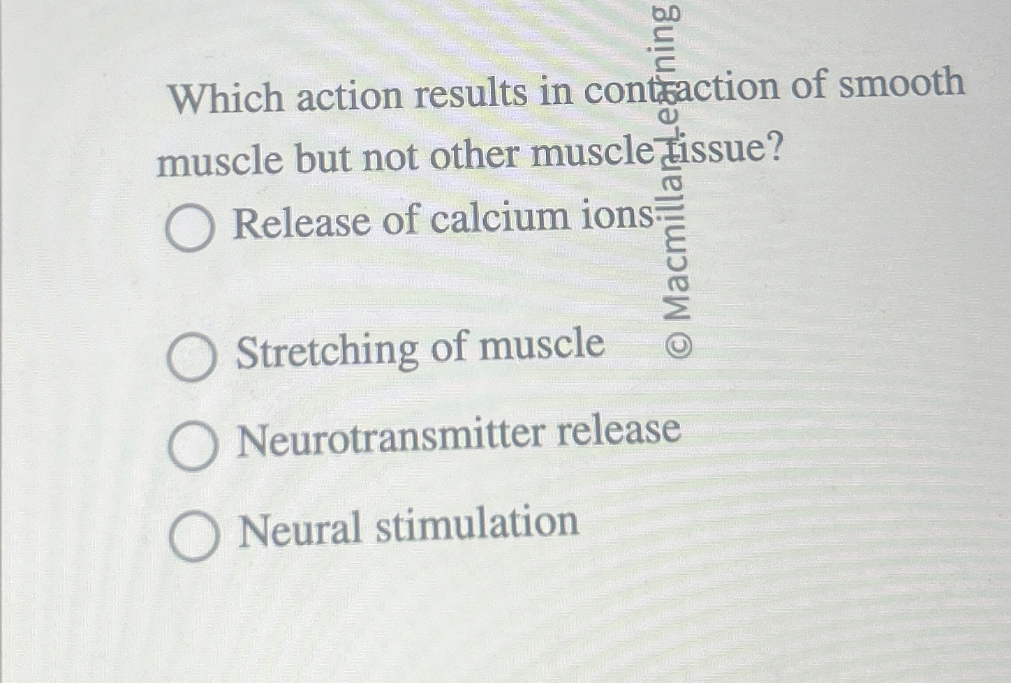 Solved Which action results in contaction of smooth muscle | Chegg.com