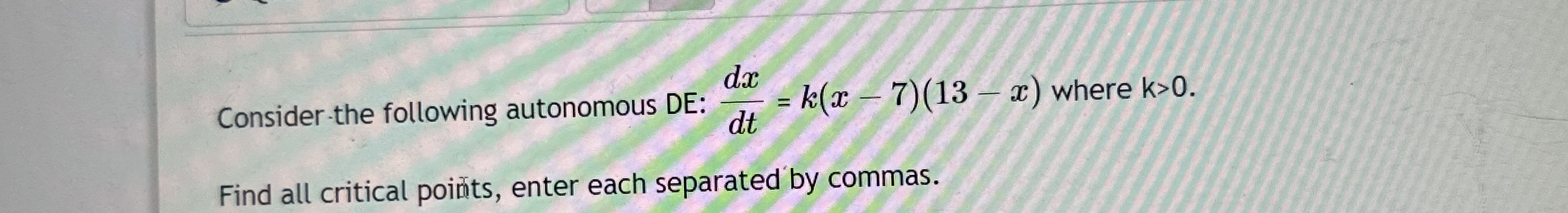 Solved Consider-the following autonomous DE: | Chegg.com