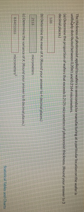 Solved The thickness of photoresist applied to wafers in | Chegg.com