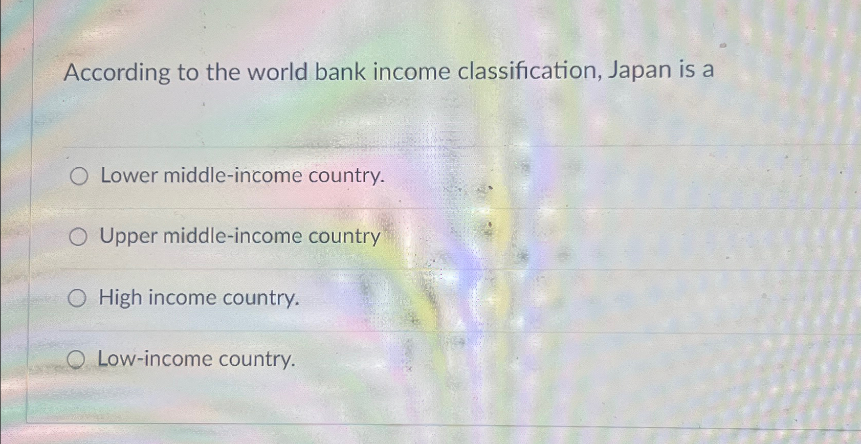 Solved According to the world bank income classification, | Chegg.com