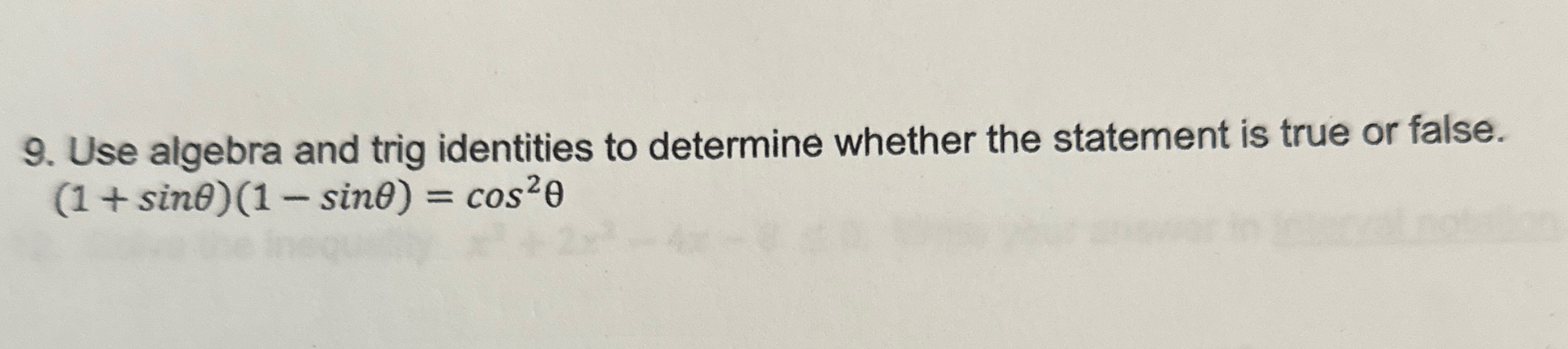 Solved Use algebra and trig identities to determine whether | Chegg.com