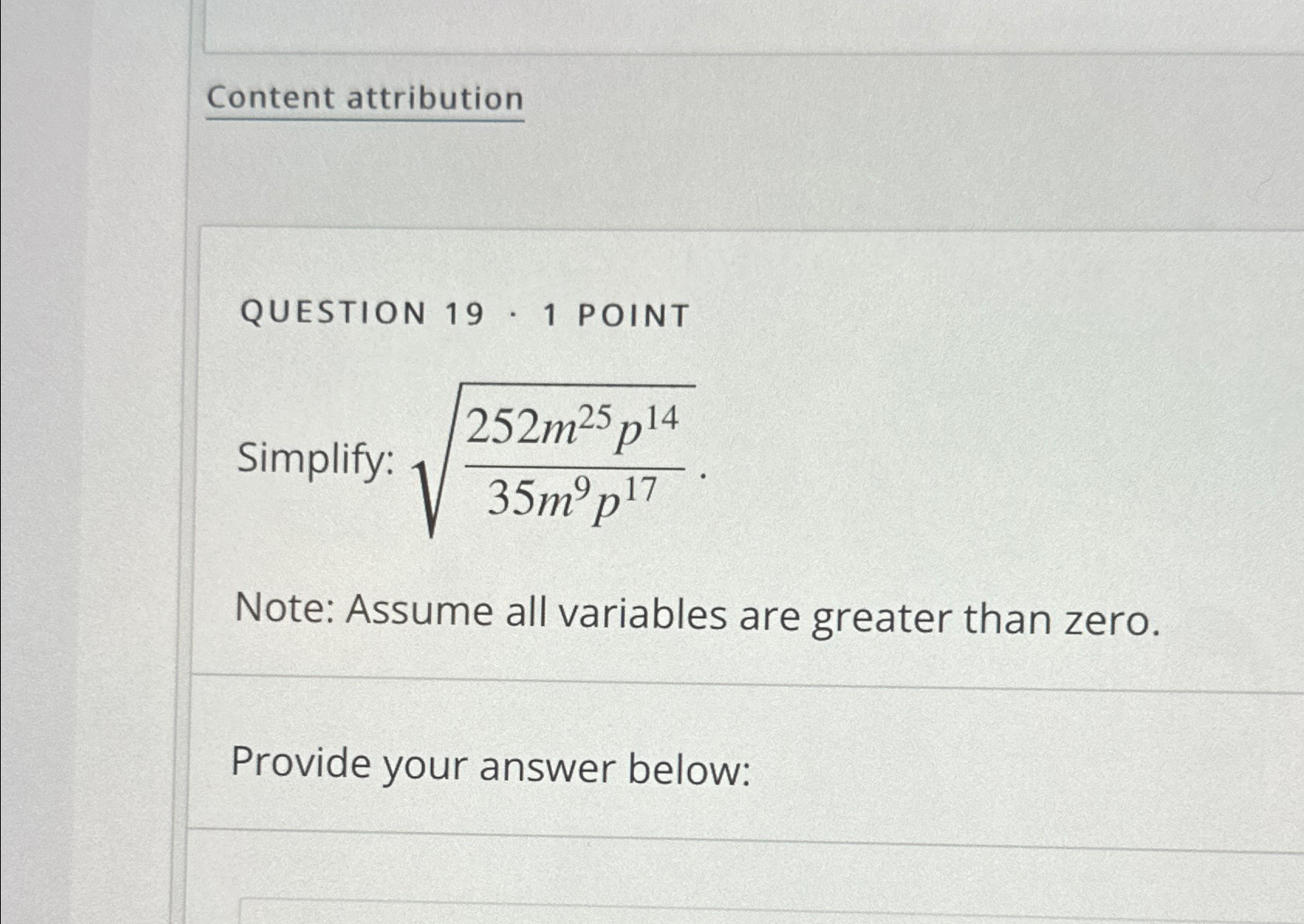 Solved Content attributionQUESTION 19 - 1 ﻿POINTSimplify: | Chegg.com
